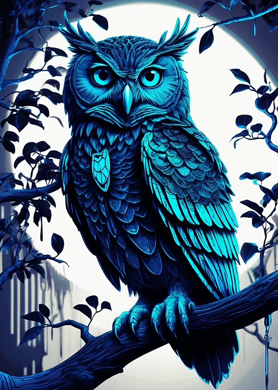 Green Neon Blacklight Owl posters & prints by Chi han - Printler